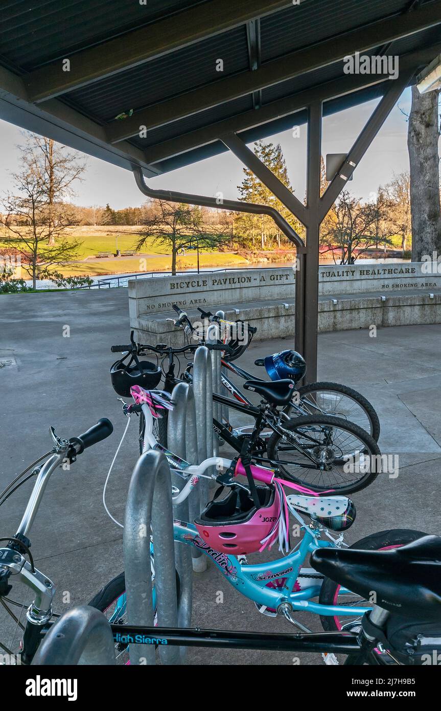 Bicycle Pavilion behind the Hillsboro Brookwood Public Library near the ...