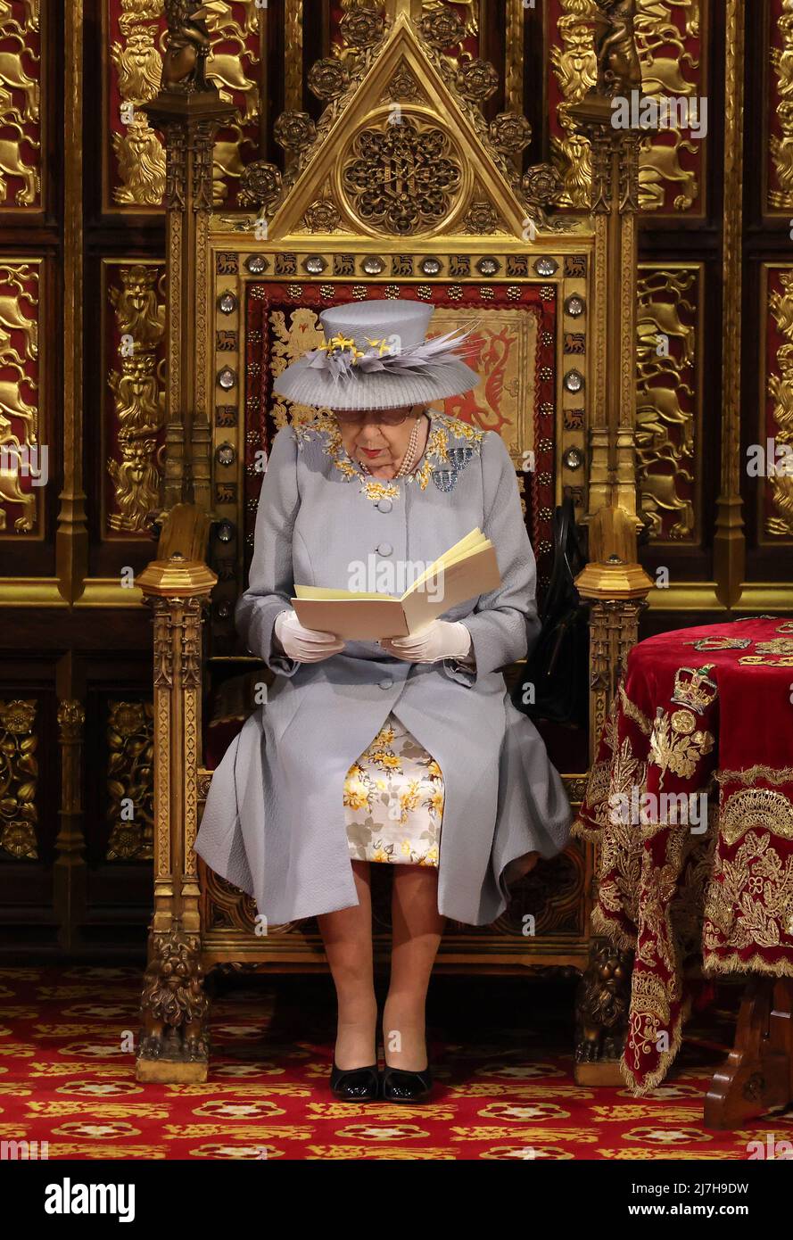 File photo dated 11/05/21 of Queen Elizabeth II delivering a speech ...