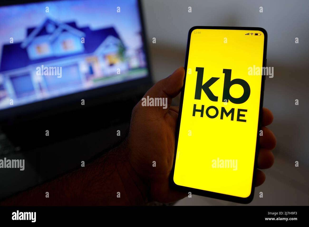 In this photo illustration, the KB Home logo seen displayed on a ...