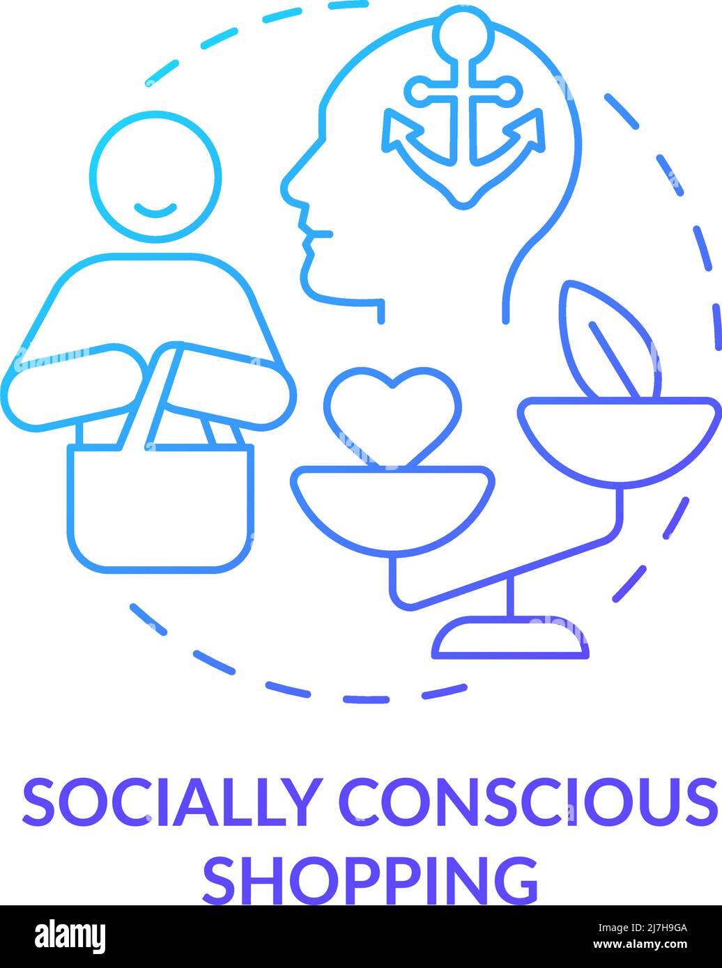 Socially conscious shopping blue gradient concept icon Stock Vector ...