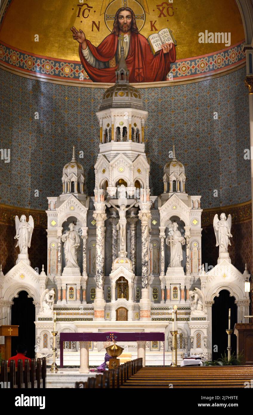 A portrait of Jesus above the High Alter at the landmark Saints Peter ...