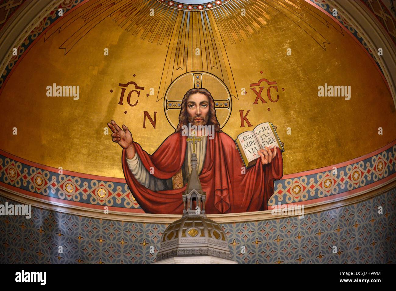 A portrait of Jesus above the High Alter at the landmark Saints Peter ...