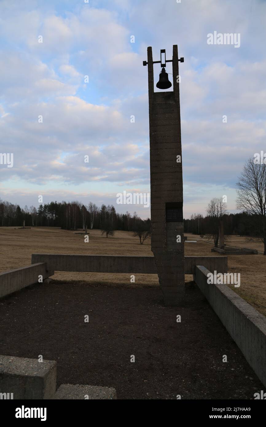 Bell tower in Khatyn Memorial Complex in Khatyn, Belarus, where a ...