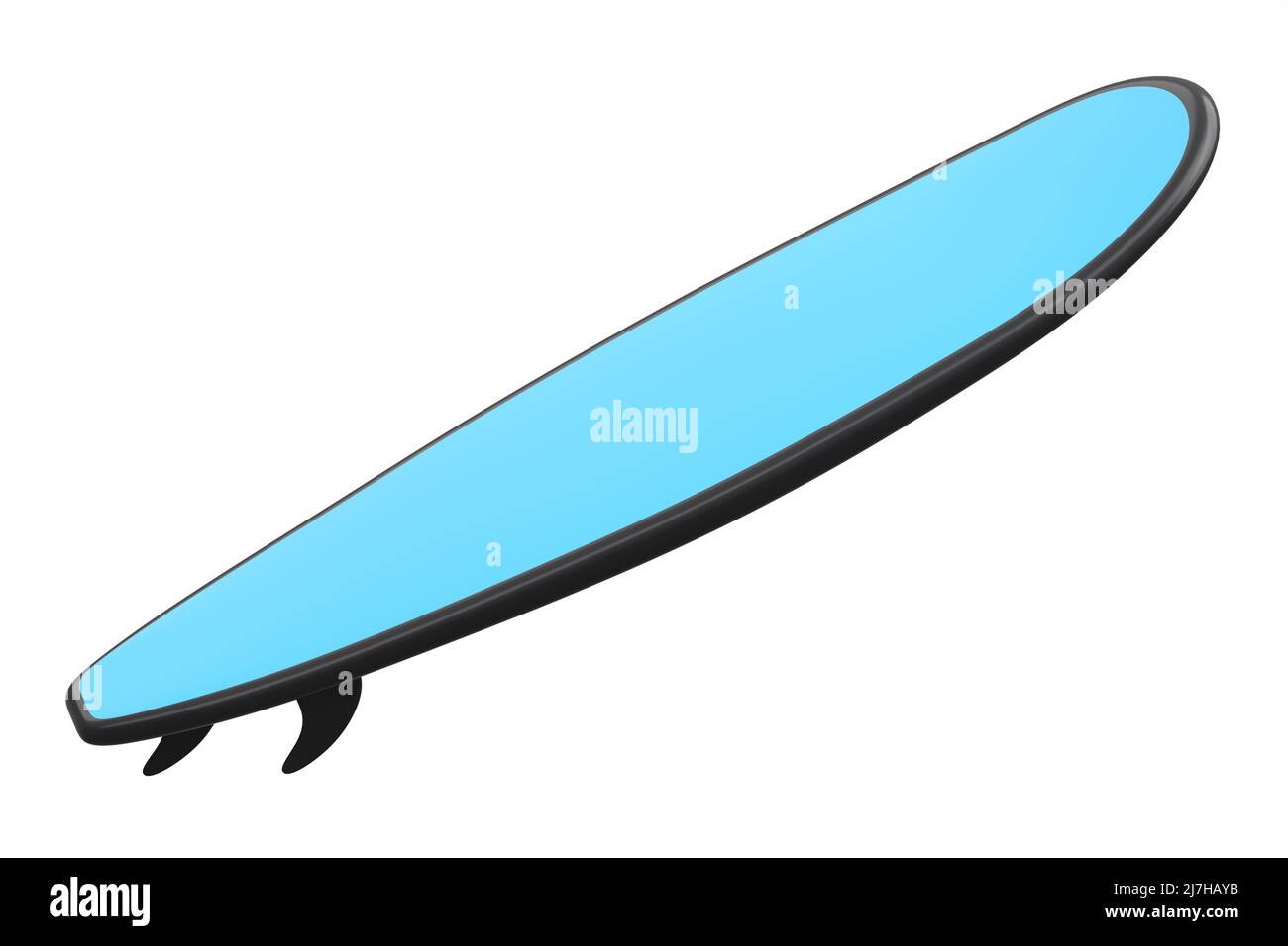 Realistic blue surfboard isolated on white background. 3d render of ...