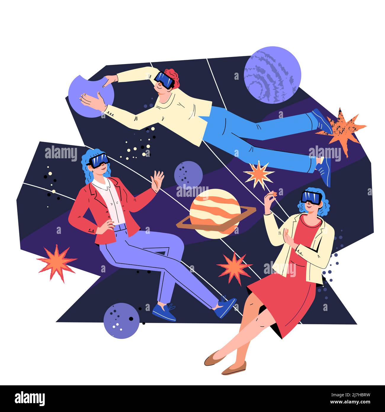 Augmented virtual reality technology. Virtual digital space, flat ...