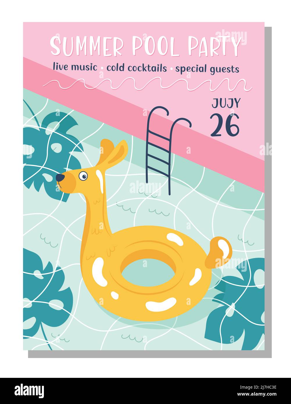 Vector bright and fun advertising poster template for pool party ...