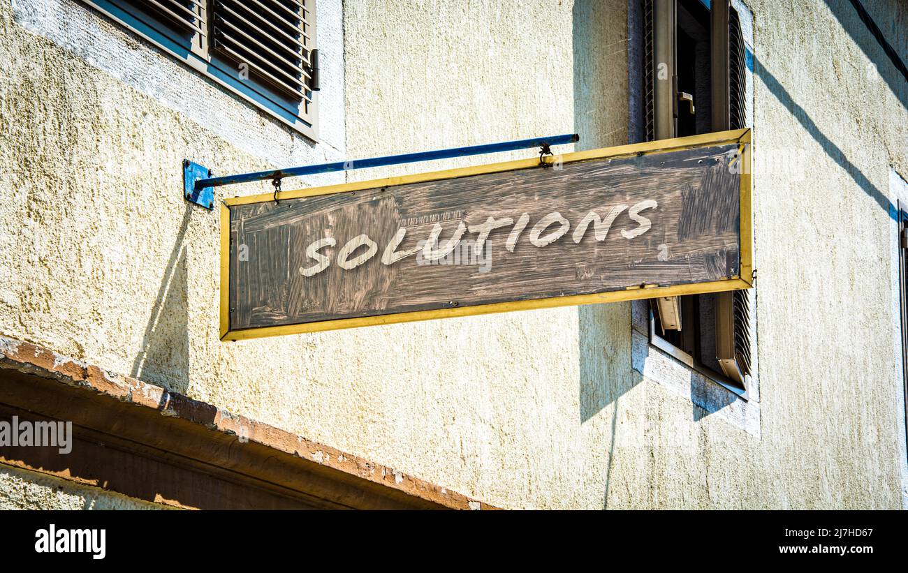 Street Sign the Direction Way to Solutions Stock Photo - Alamy