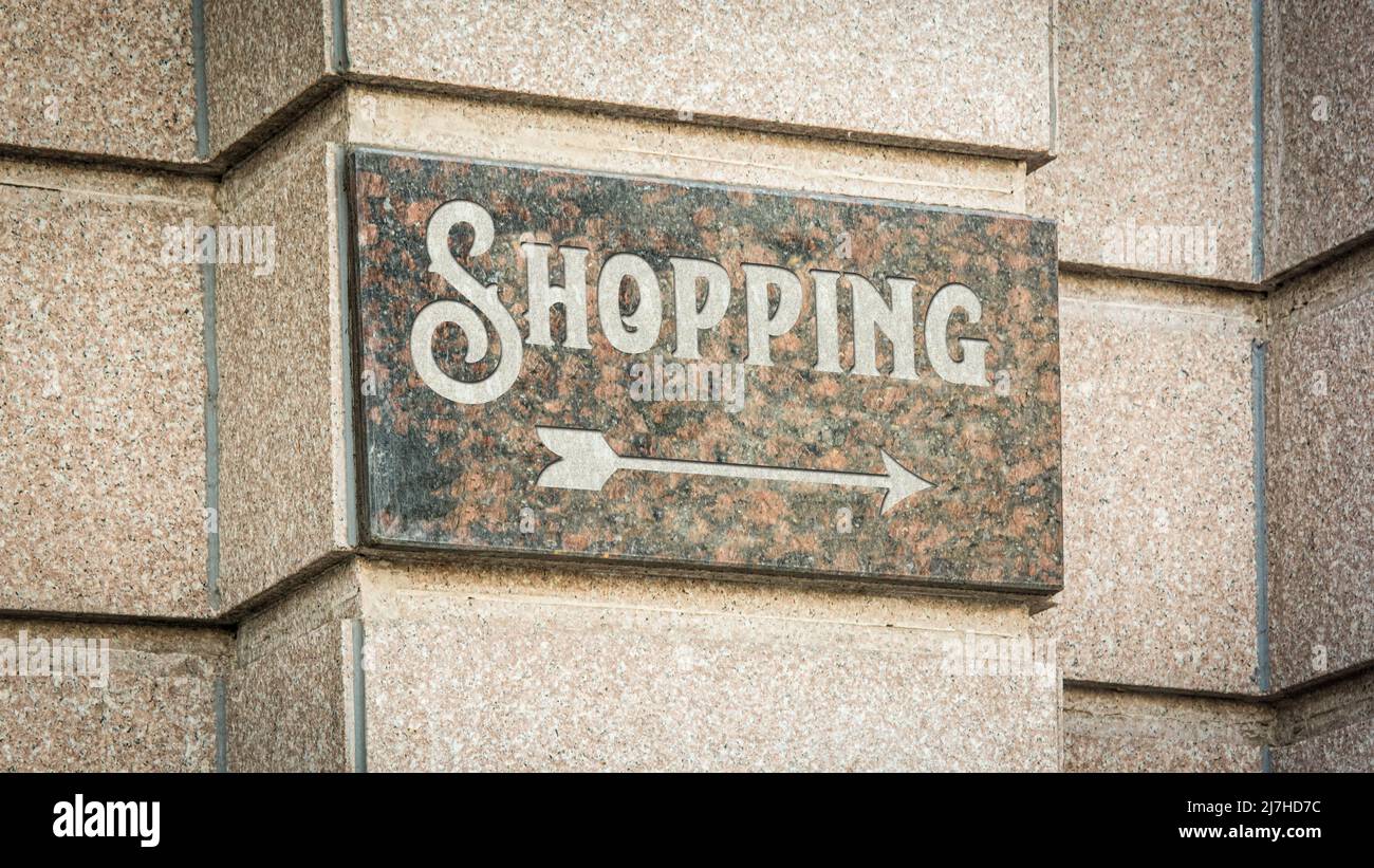 Street Sign the Direction Way to to Shopping Stock Photo - Alamy
