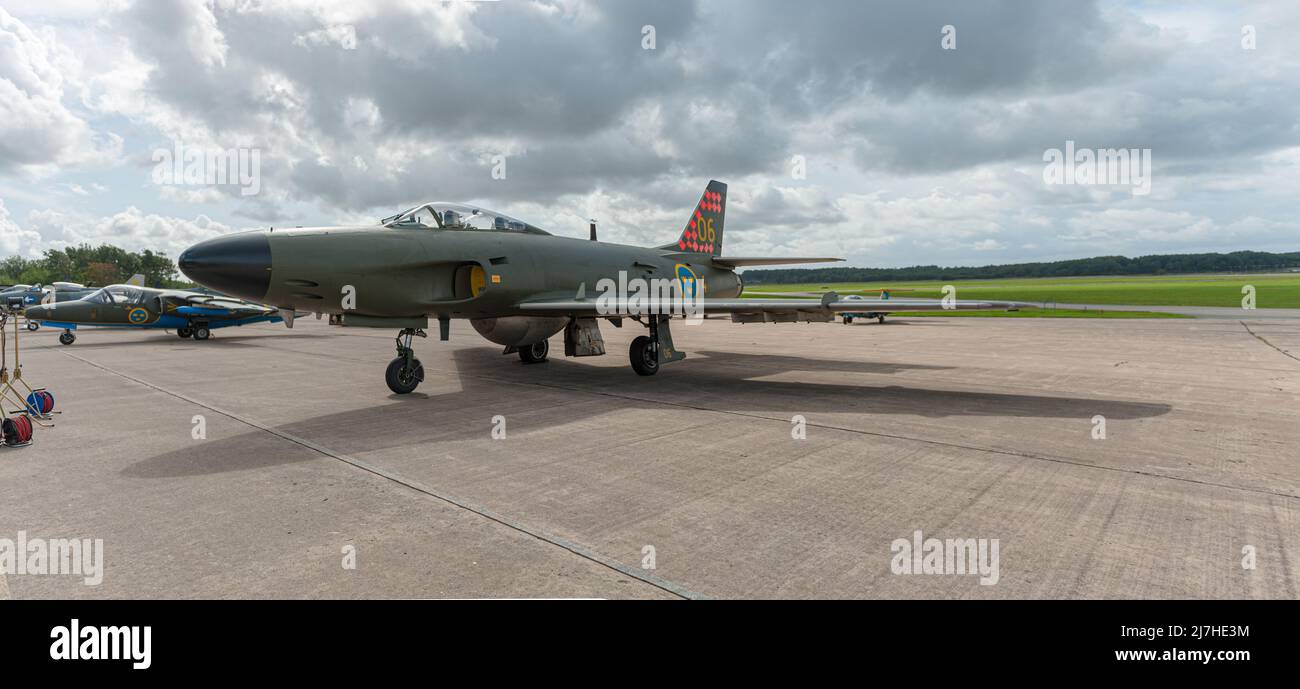 SAAB 32 Lansen on display on the tarmac Stock Photo - Alamy