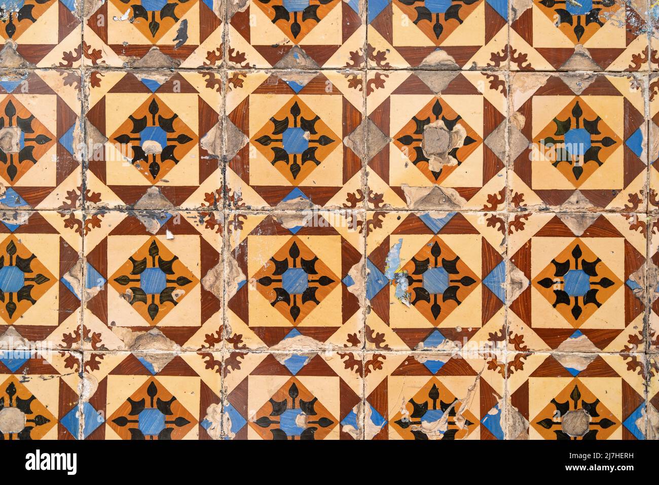 Patterns and textures on beautiful painted tiles in Portugal Stock ...