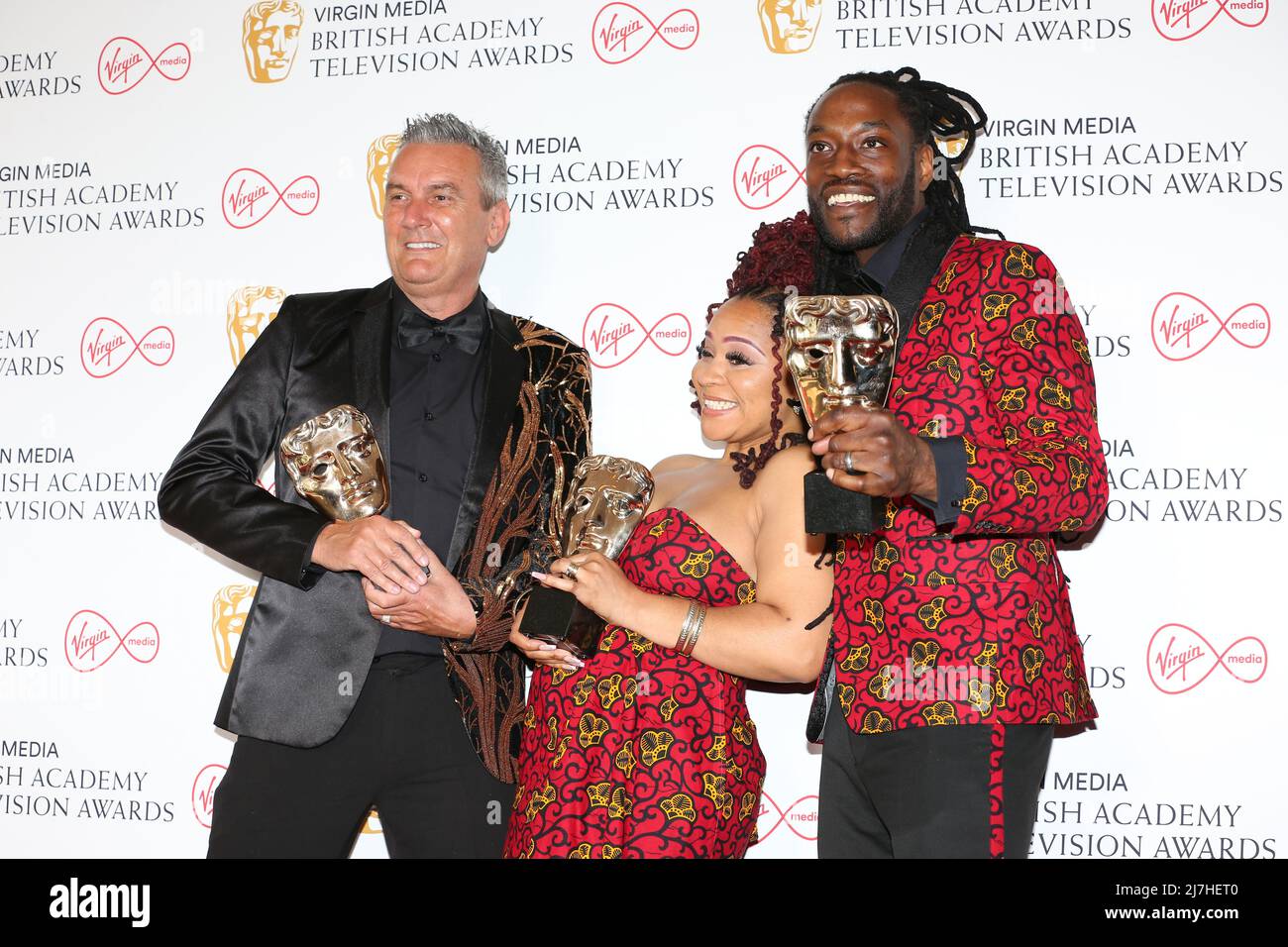 Lee Riley, Mica Ven and Marcus Luther attend Bafta TV Awards held at ...