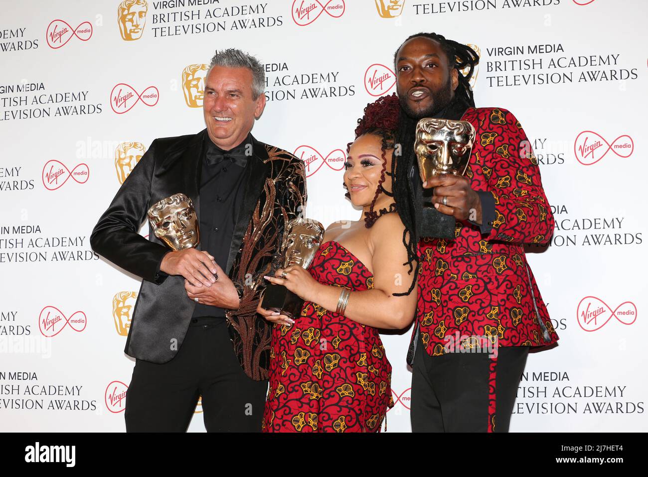 Lee Riley, Mica Ven and Marcus Luther attend Bafta TV Awards held at ...