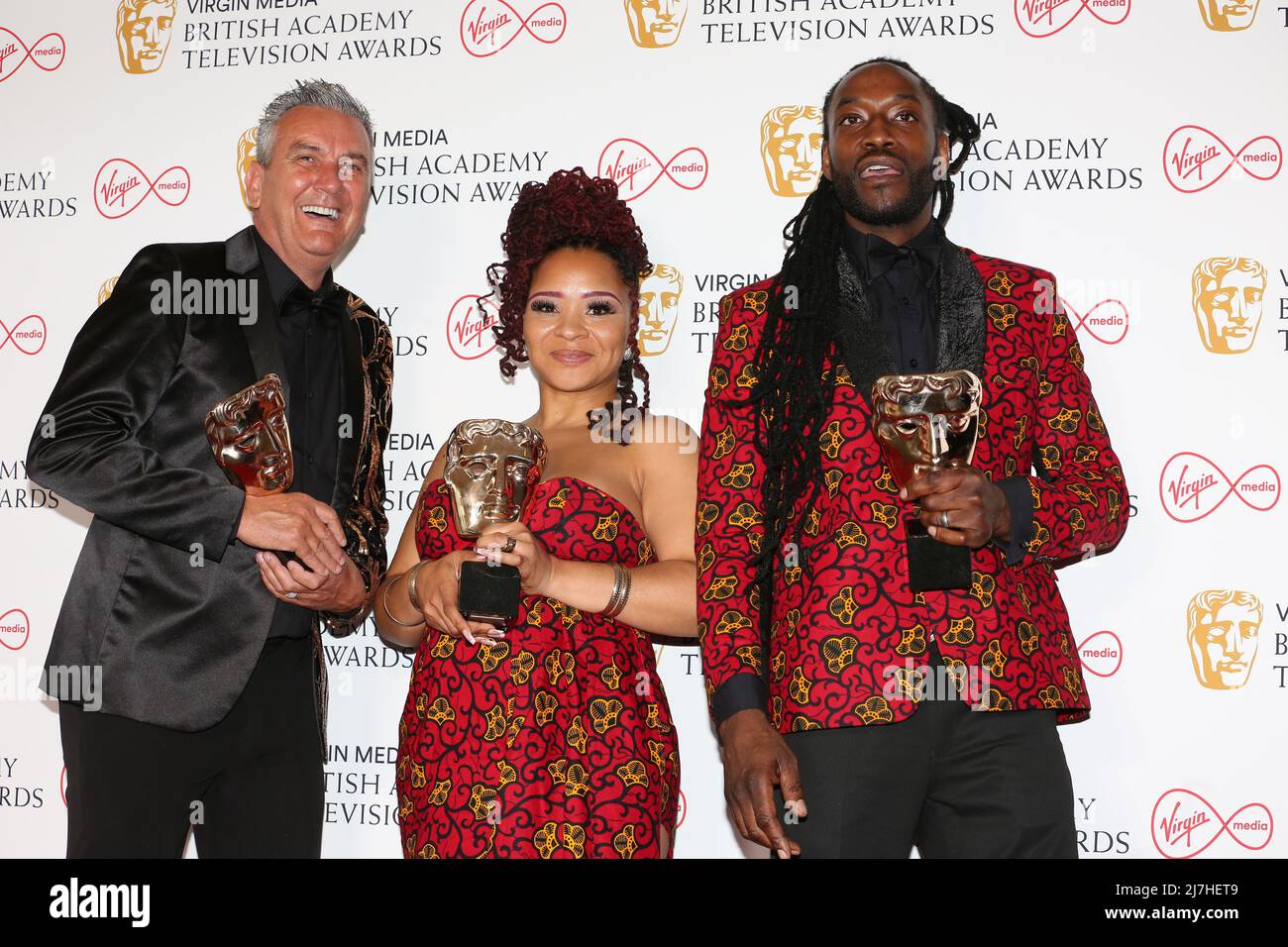 Lee Riley, Mica Ven and Marcus Luther attend Bafta TV Awards held at ...