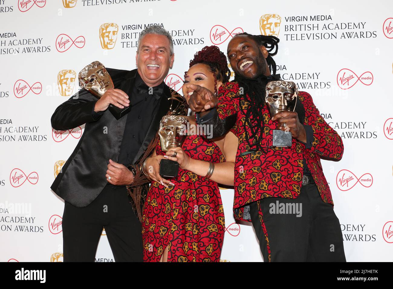 Lee Riley, Mica Ven and Marcus Luther attend Bafta TV Awards held at ...