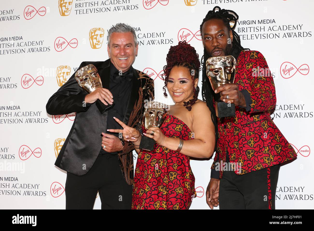 Lee Riley, Mica Ven and Marcus Luther attend Bafta TV Awards held at ...