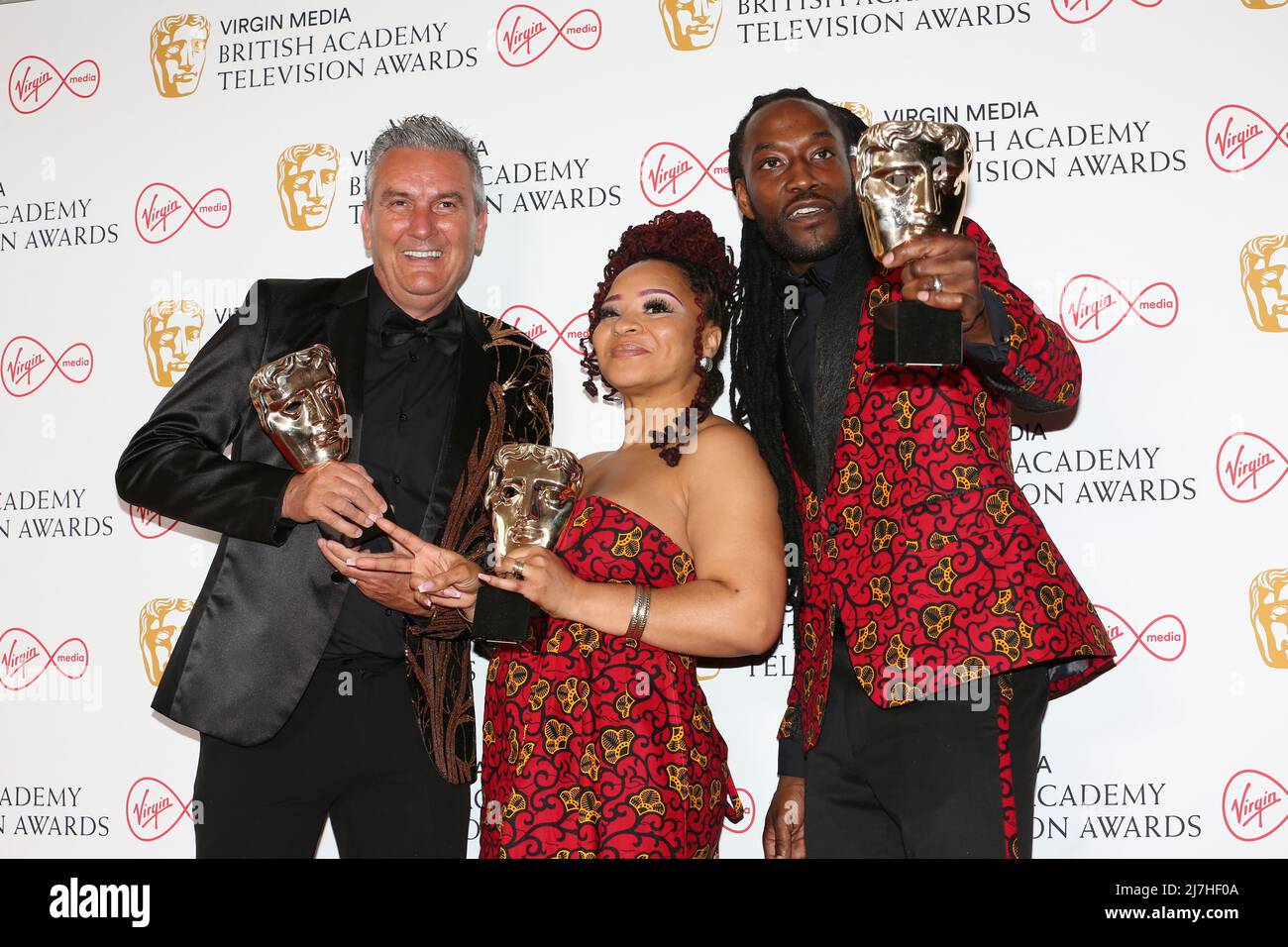 Lee Riley, Mica Ven and Marcus Luther attend Bafta TV Awards held at ...