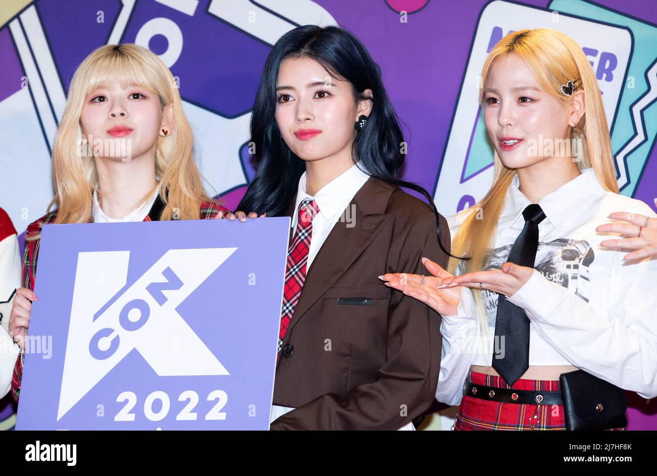 8 May 2022 - Seoul, South Korea : Riku, Rima, Mako, from Japanese K-Pop girl group NiziU ...