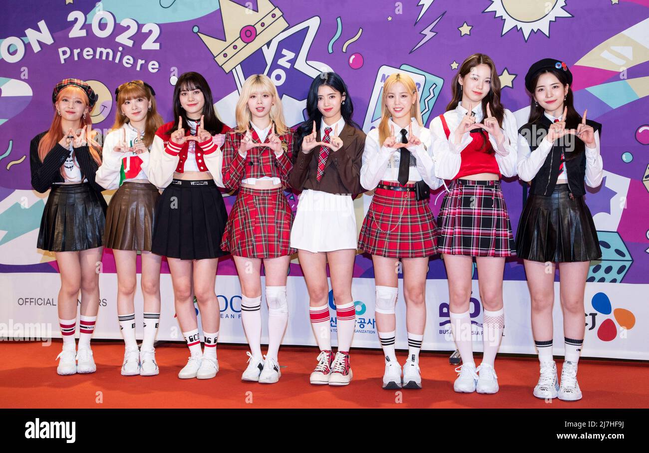 8 May 2022 - Seoul, South Korea : Mayuka, Miihi, Nina, Riku, Rima, Mako, Ayaka and Maya, from ...