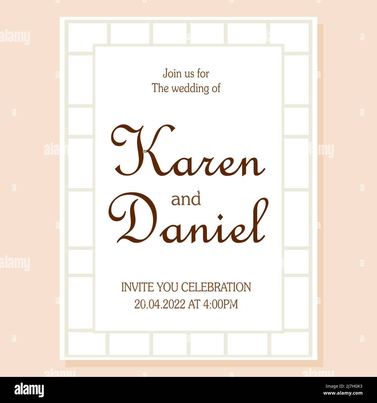 Isolated names border wedding invitation vector illustration Stock ...