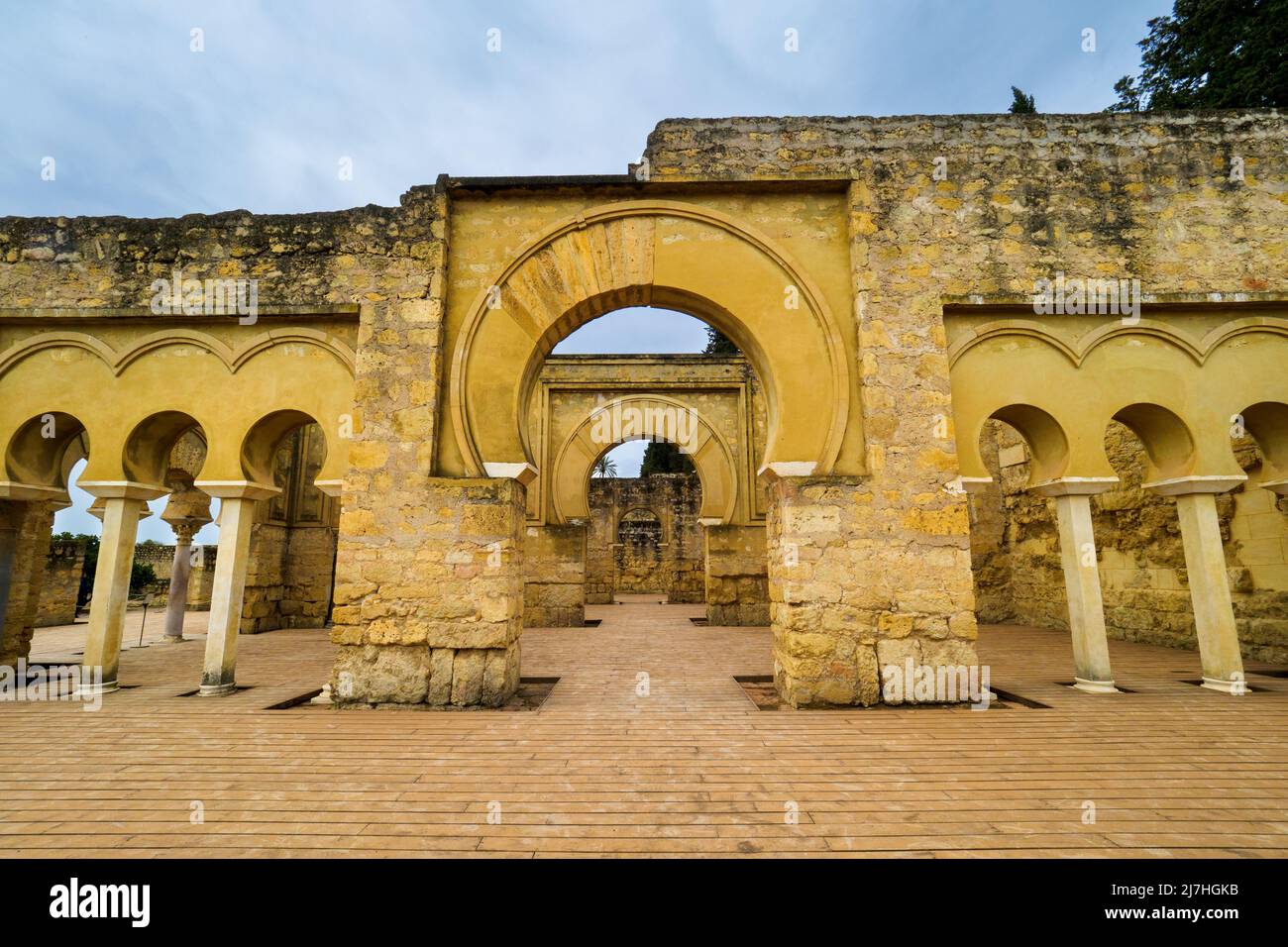 Ruins of the Upper Basilical Hall or Dar al-Jund, partly reconstructed ...