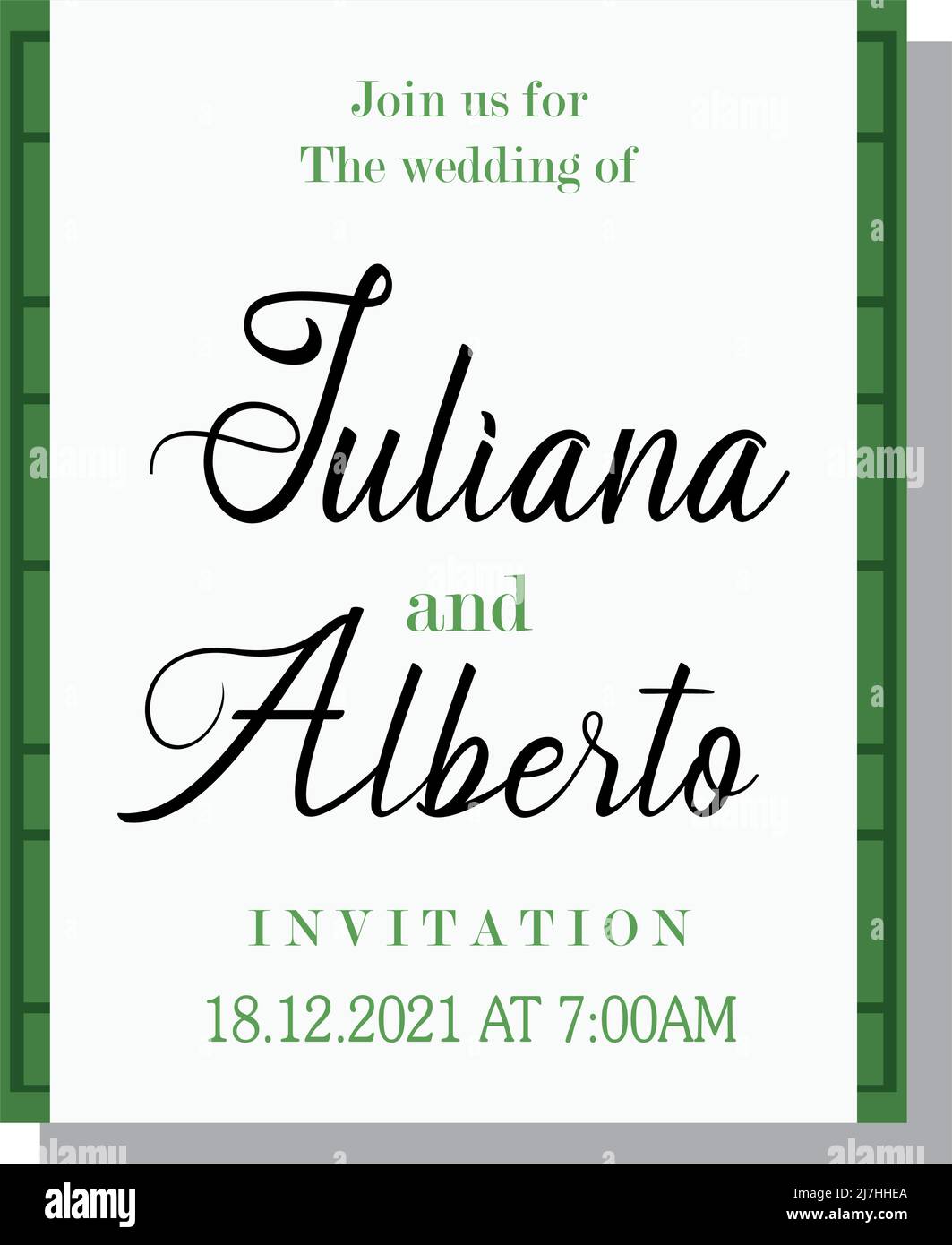 Isolated white names wedding invitation vector illustration Stock ...