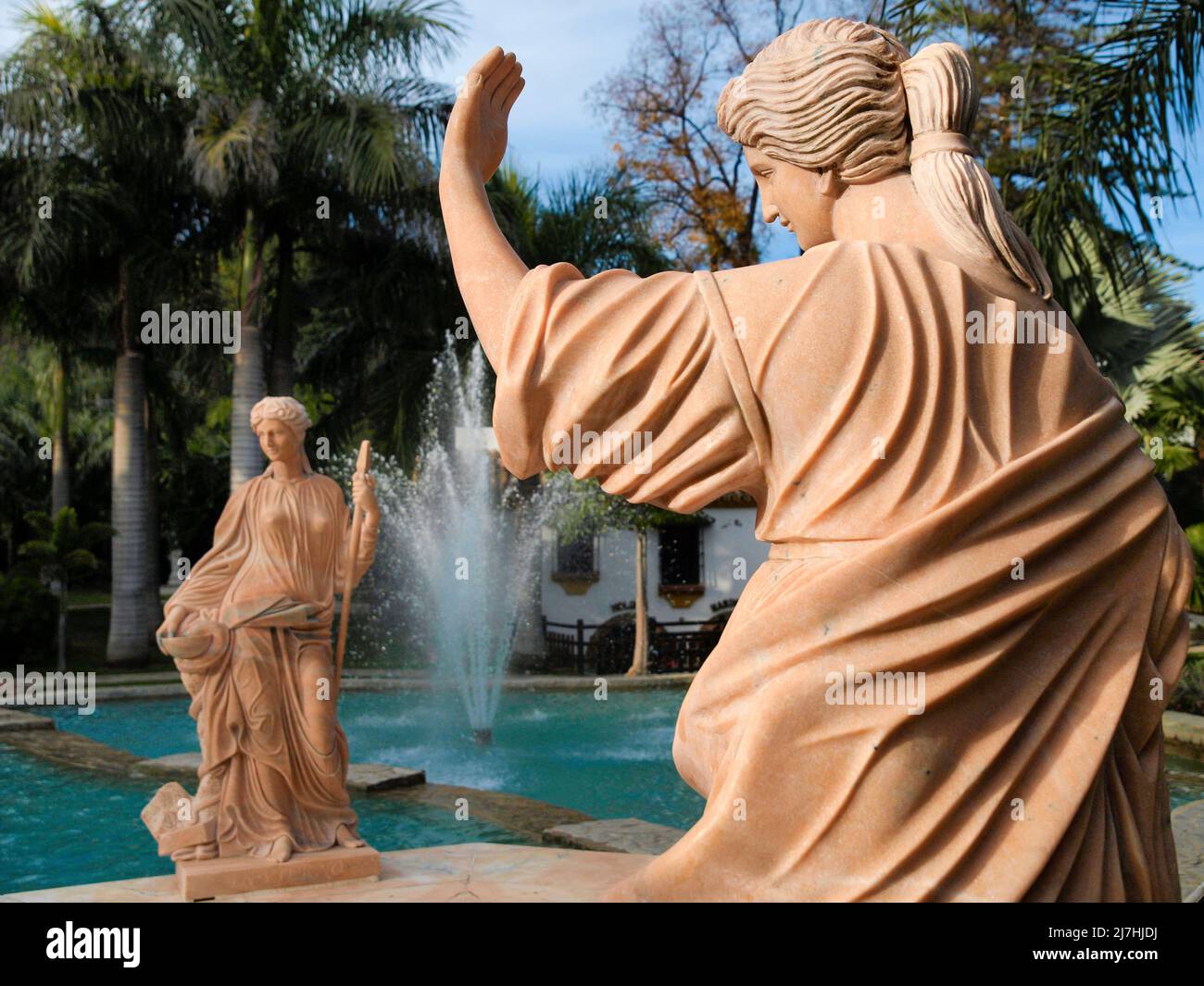 Several Roman statues in the garden Stock Photo - Alamy