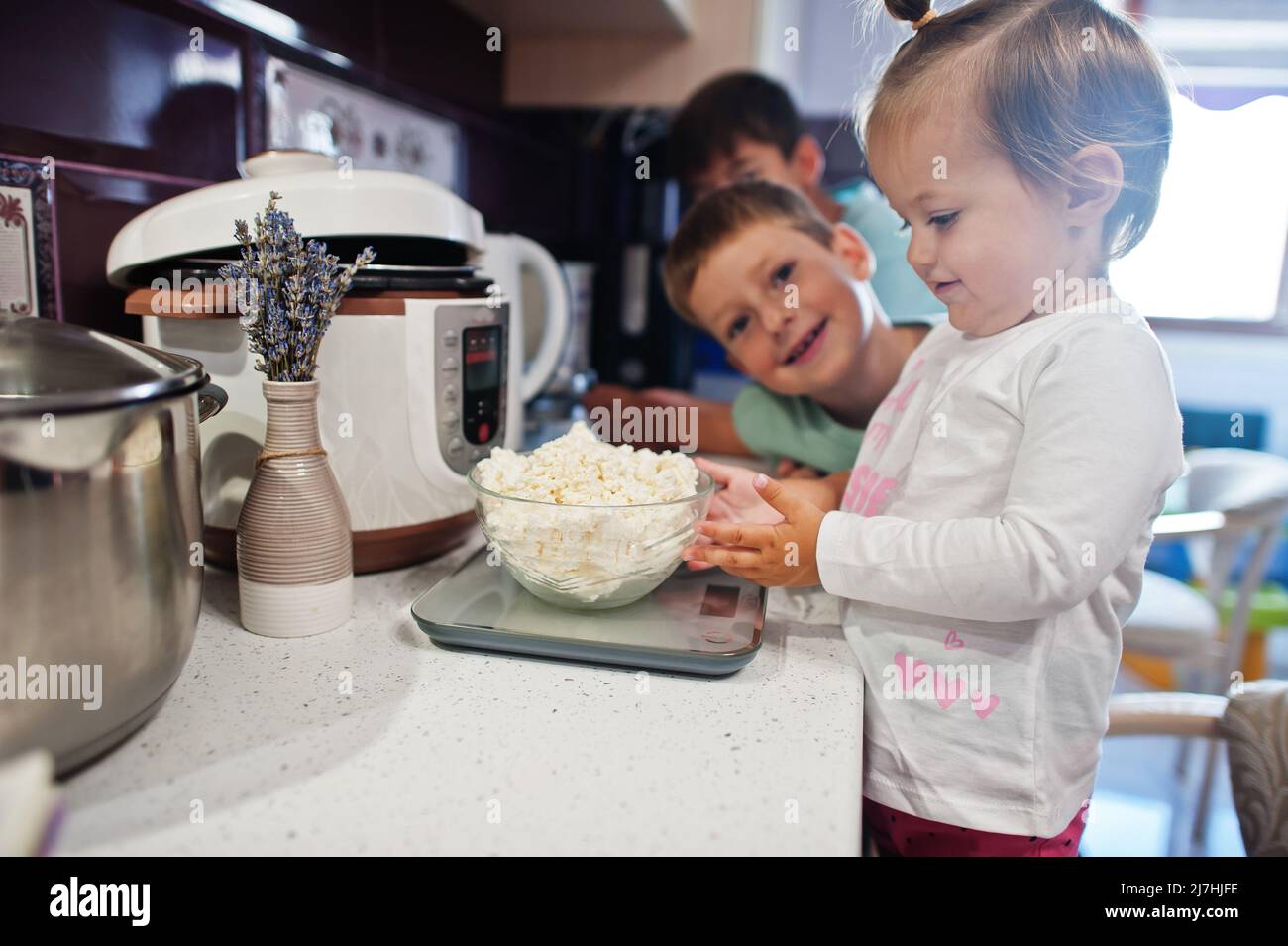 Kids cooking at kitchen, happy children's moments Stock Photo - Alamy