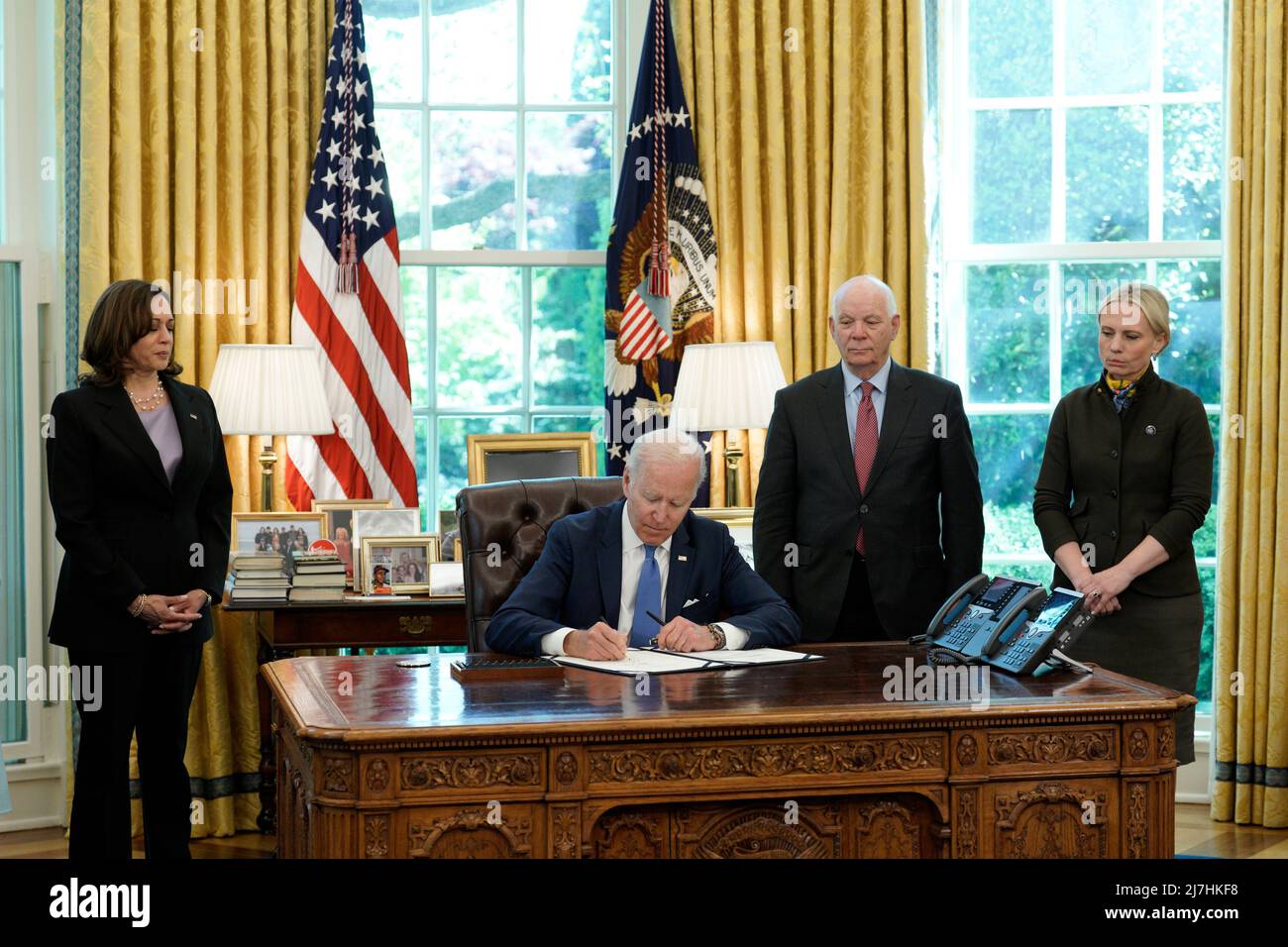 U S President Joe Biden Signs The Ukraine Lend Lease Act In The Oval