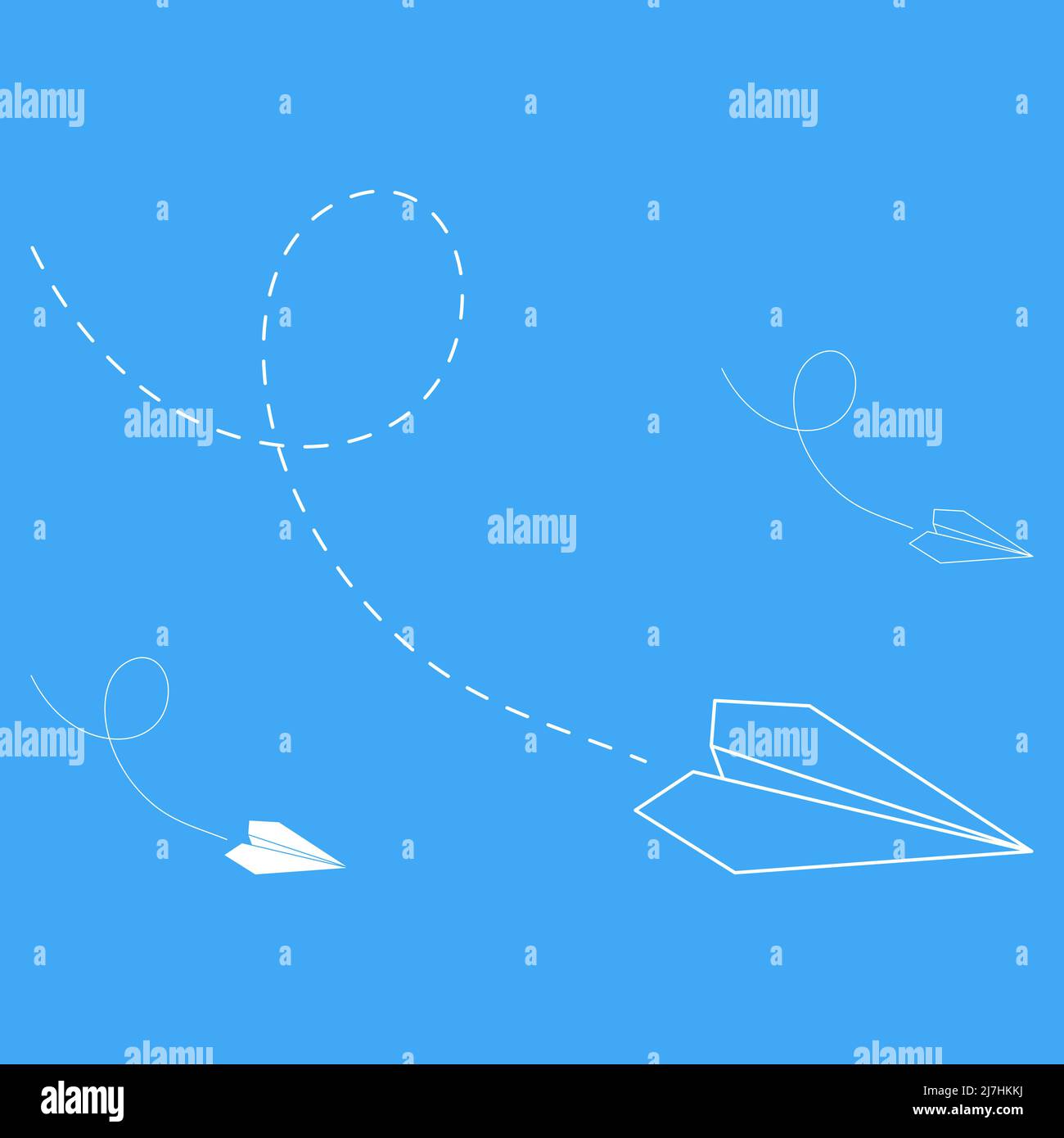 Set of vector illustrations of paper plane icons. Outline simple and ...