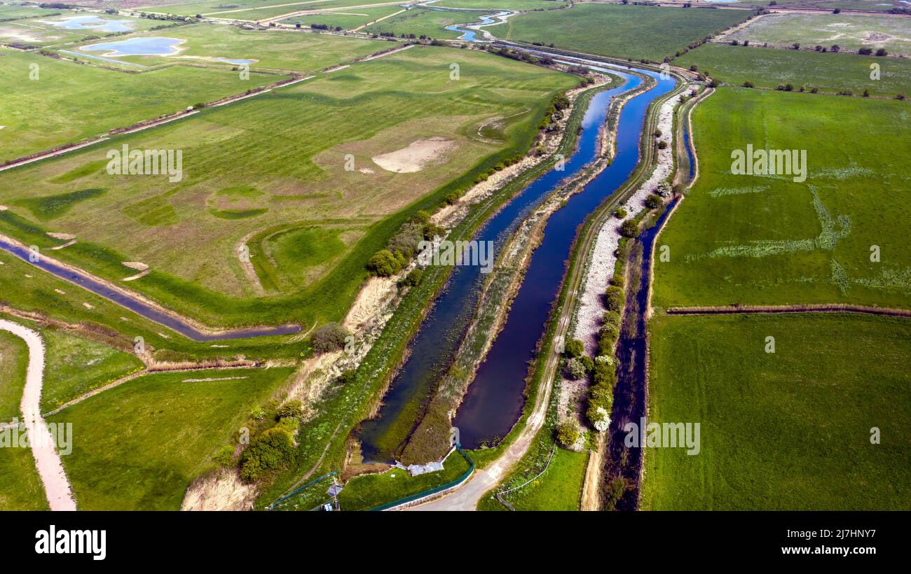 Aerial View of Roaring Gutter Dyke, in the Lydden Valley, looking ...