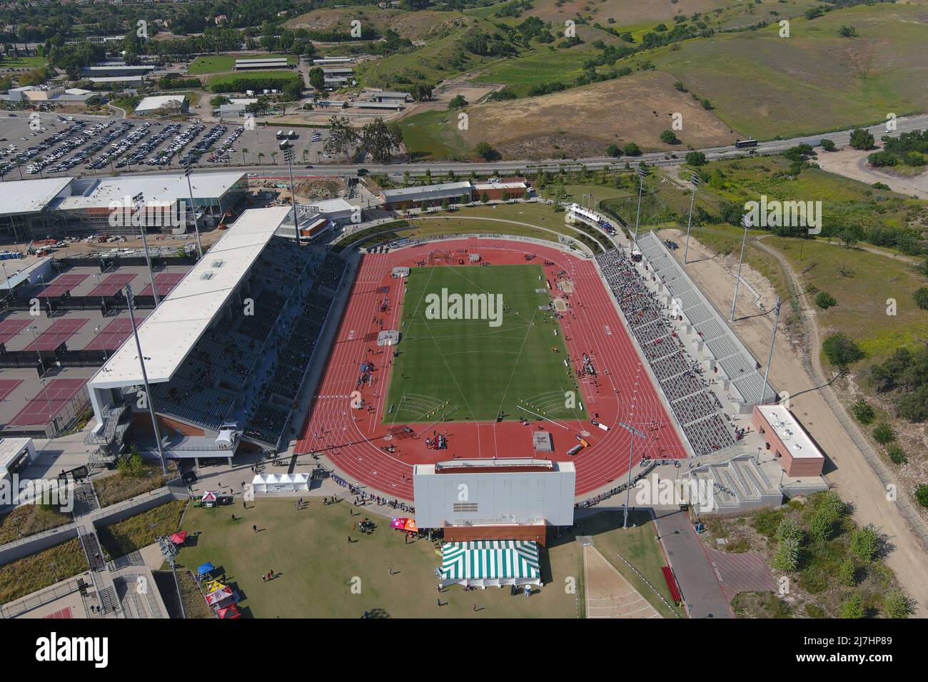 An aerial view of Hilmer Lodge Stadium, the site of the 62nd. Mt. San ...