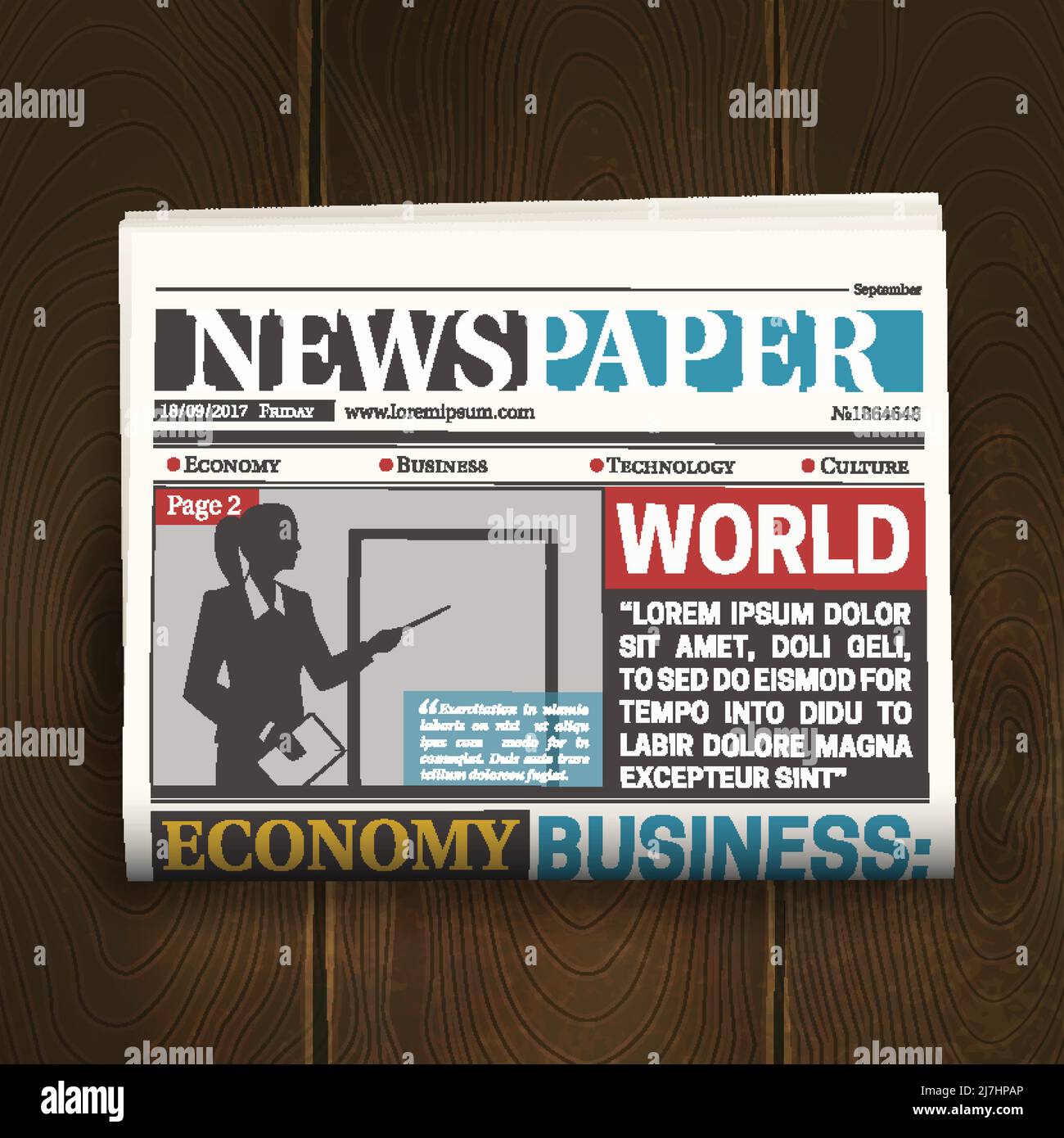 Newspaper front page poster with world news economy business headlines ...