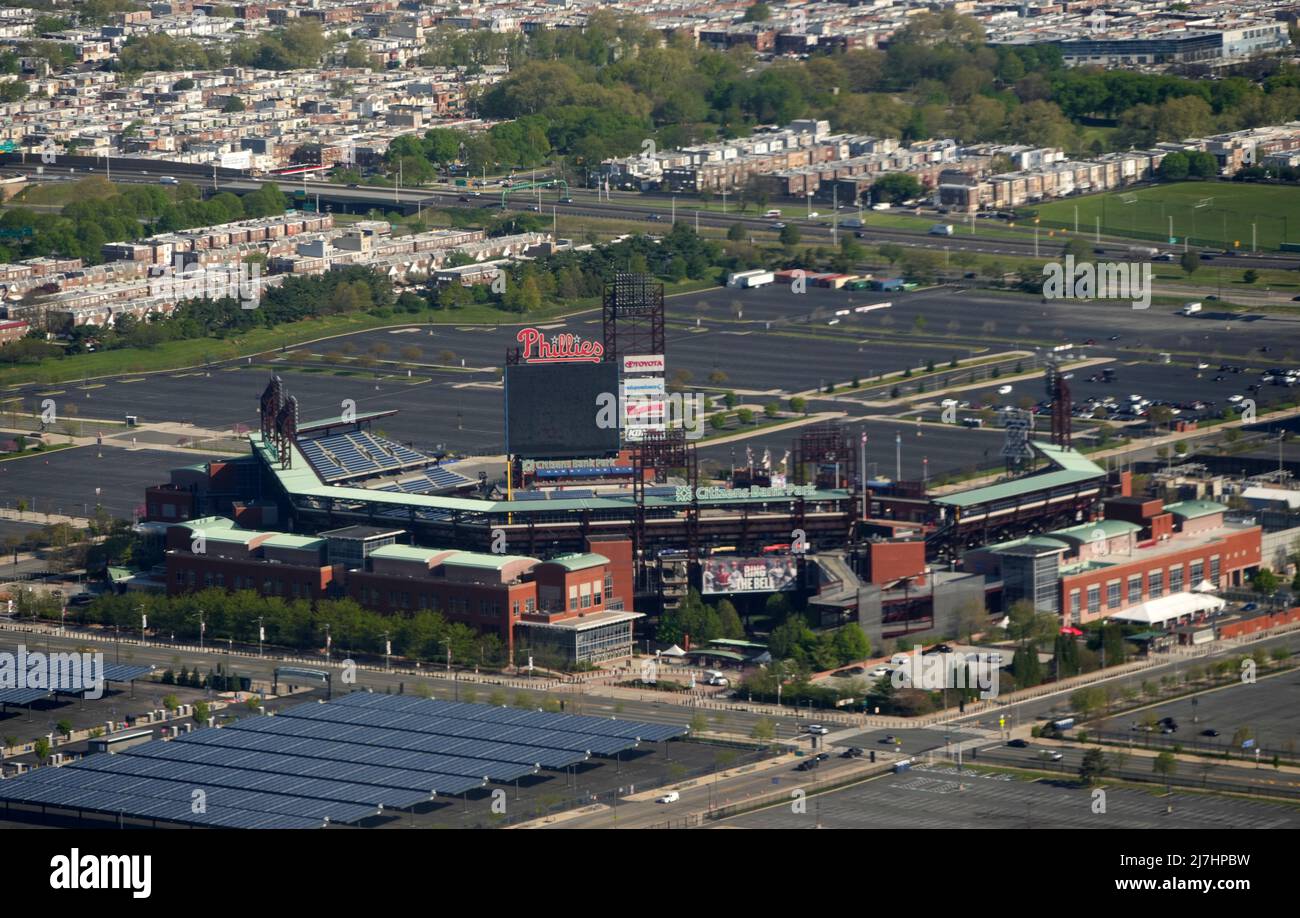 An aerial view of Citizens Bank Park, Friday, Apr. 29, 2022, in ...