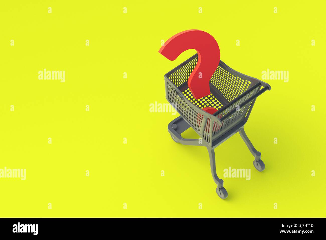 Market cart and question mark. Shopping concept. Purchase choice ...