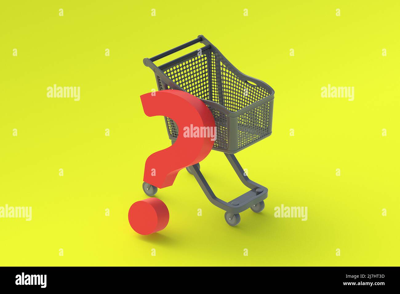 Modern market cart and question mark. Shopping concept. Purchase choice ...