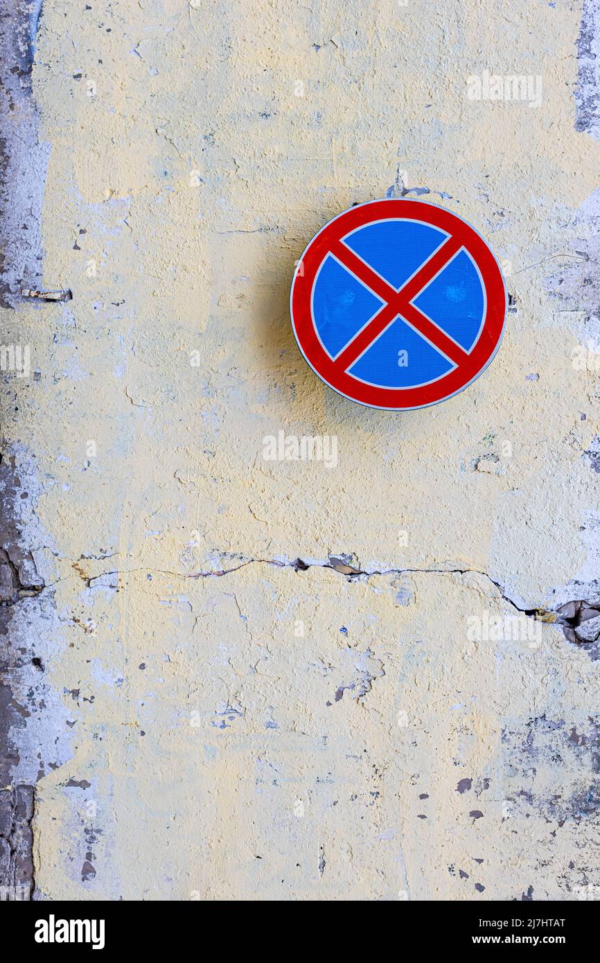 road sign no stop hanging on the wall. High quality photo Stock Photo ...