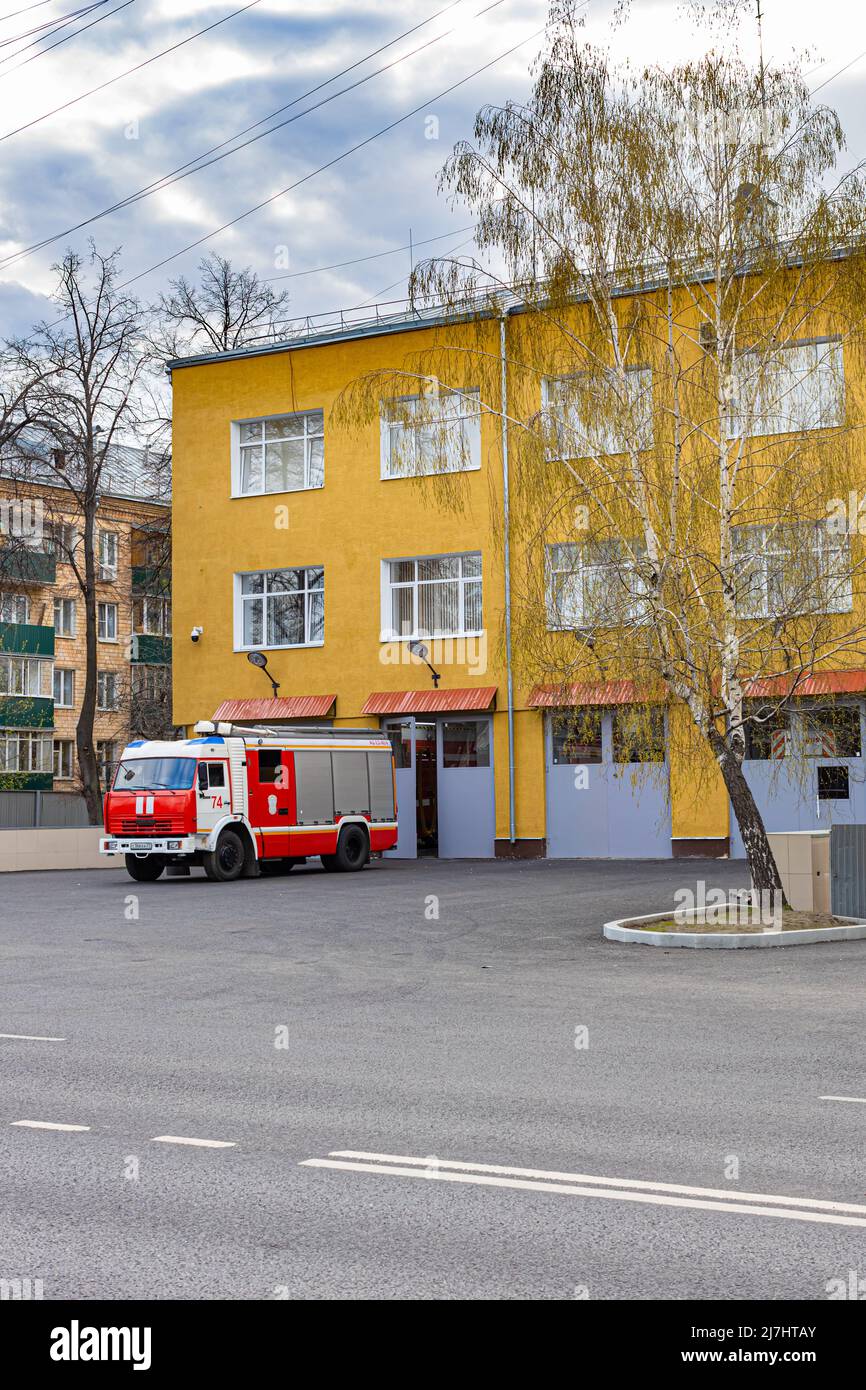 Moscow, Russia - May 01, 2022: fire truck near the fire station. High ...