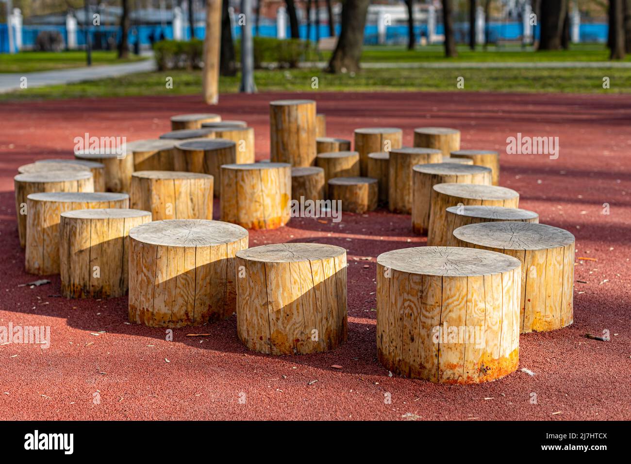 Playground balance stumps hi-res stock photography and images - Alamy