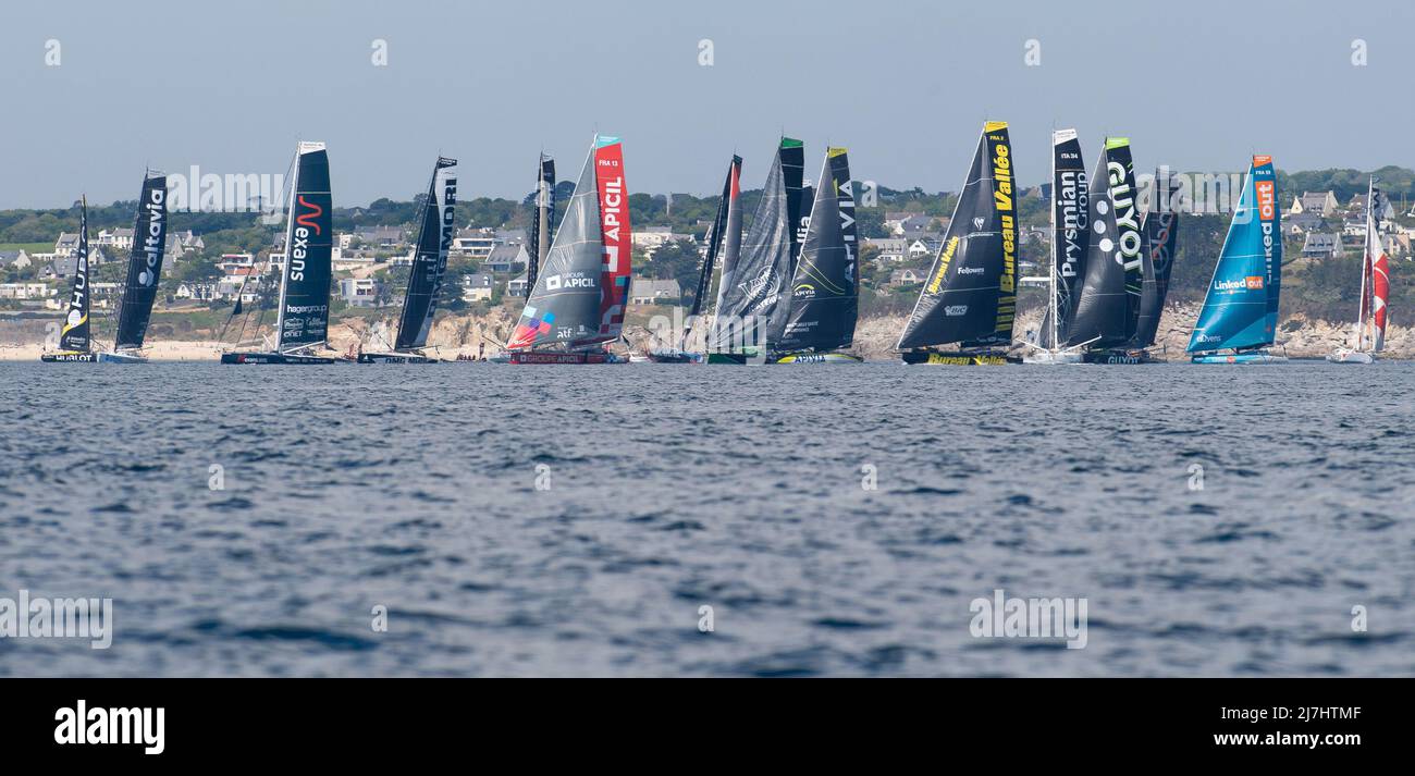 Start fleet illustration during the Guyader Bermudes 1000 Race, IMOCA ...