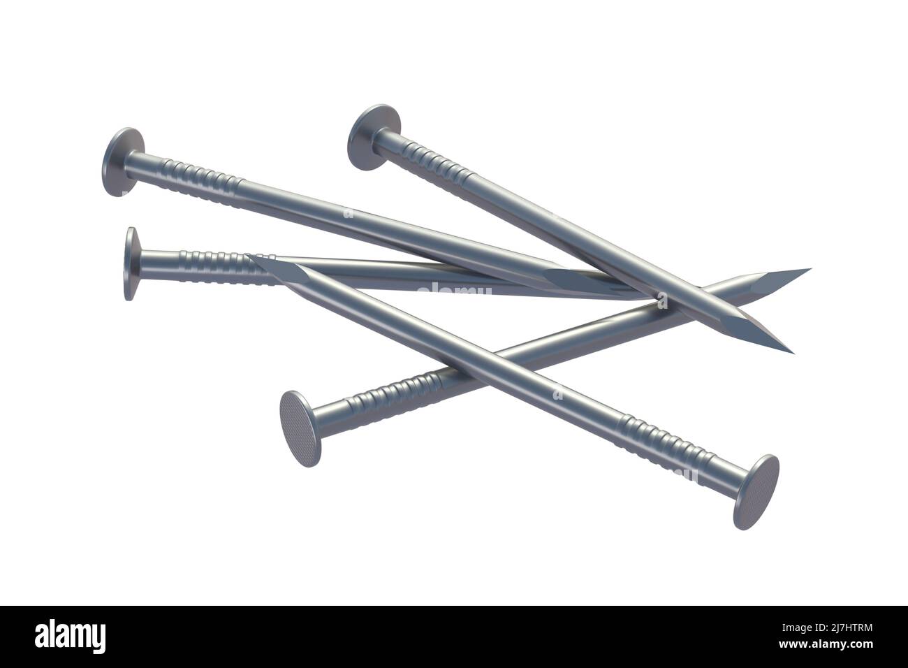 Stack of metal nails isolated on white background. 3d render Stock ...