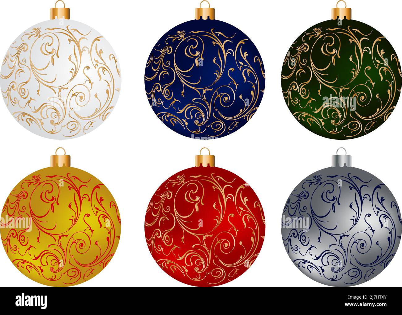 Christmas set of colorful globes with intricate design Stock Vector ...