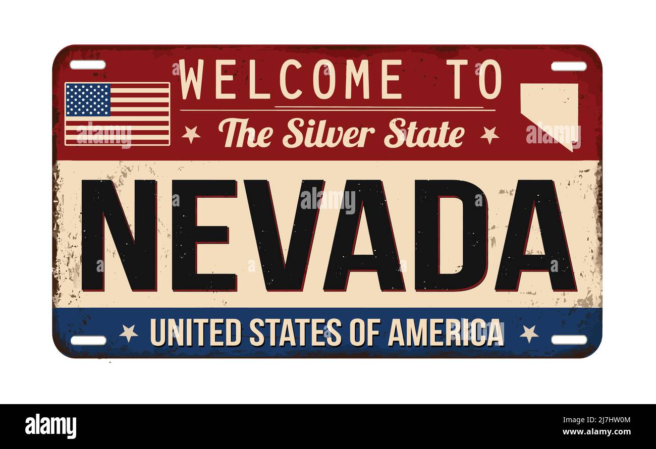 Welcome to Nevada vintage rusty license plate on a white background ...