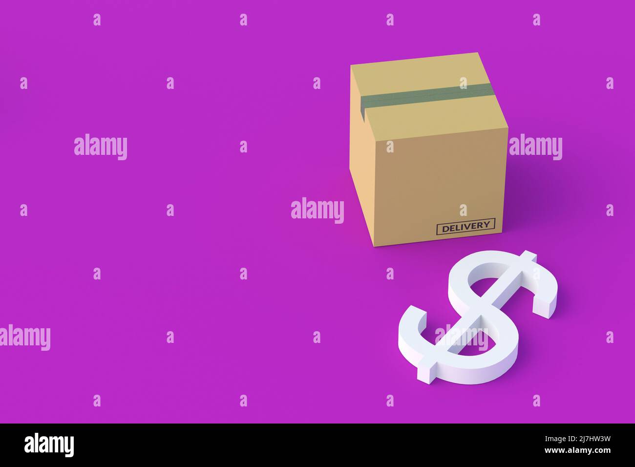 Box and dollar symbol. The concept of investing in a delivery service ...