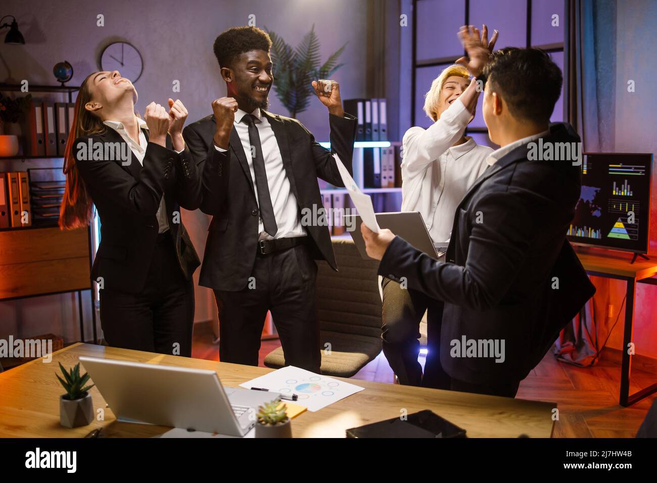 Business, people, success and winning concept. Successful business ...