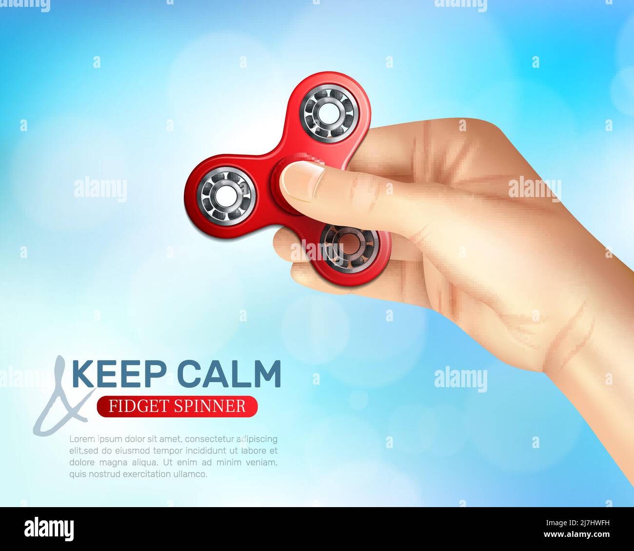 Colored hand spinner toy poster with keep calm fidget spinner ...