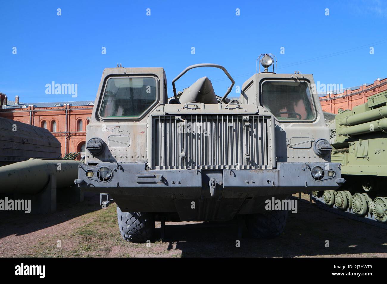 ballistic missile in transport position on army truck front view Stock ...