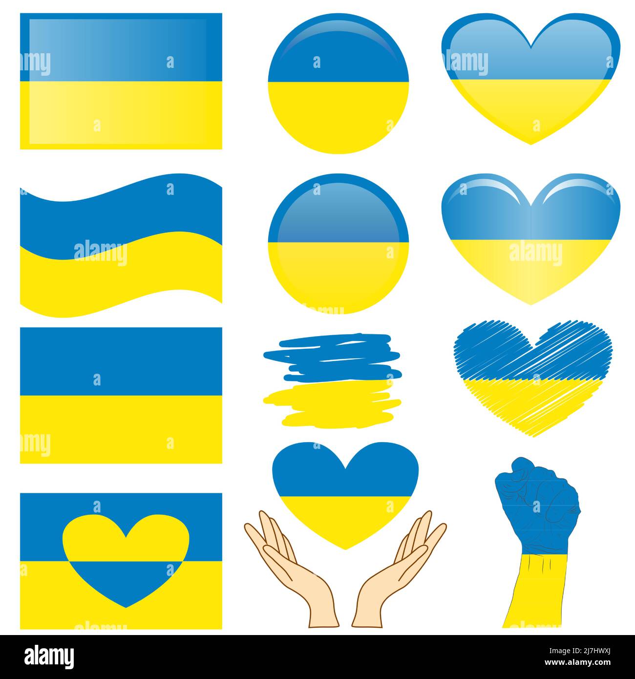 Ukraine flag. Support Ukraine sign. Sticker with colors of Ukrainian ...
