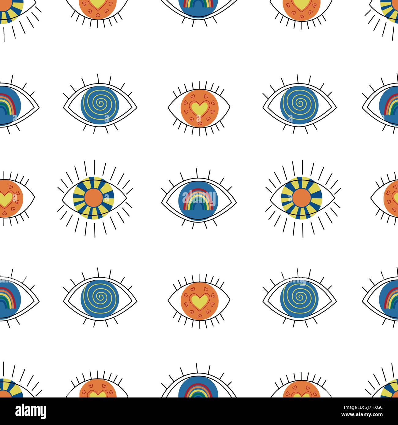 Simple minimalist eyes. Mystic symbol in the eye seamless pattern ...