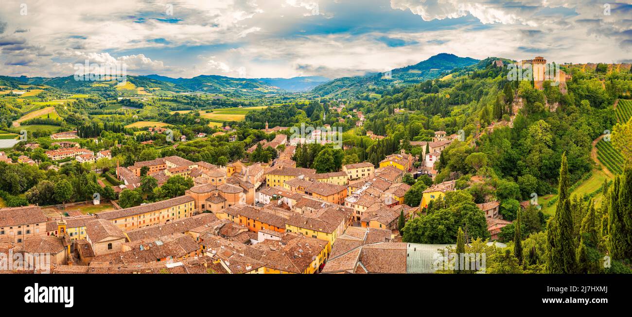 Brisighella, Ravenna, Emilia-Romagna, Italy. Beautiful panoramic aerial ...