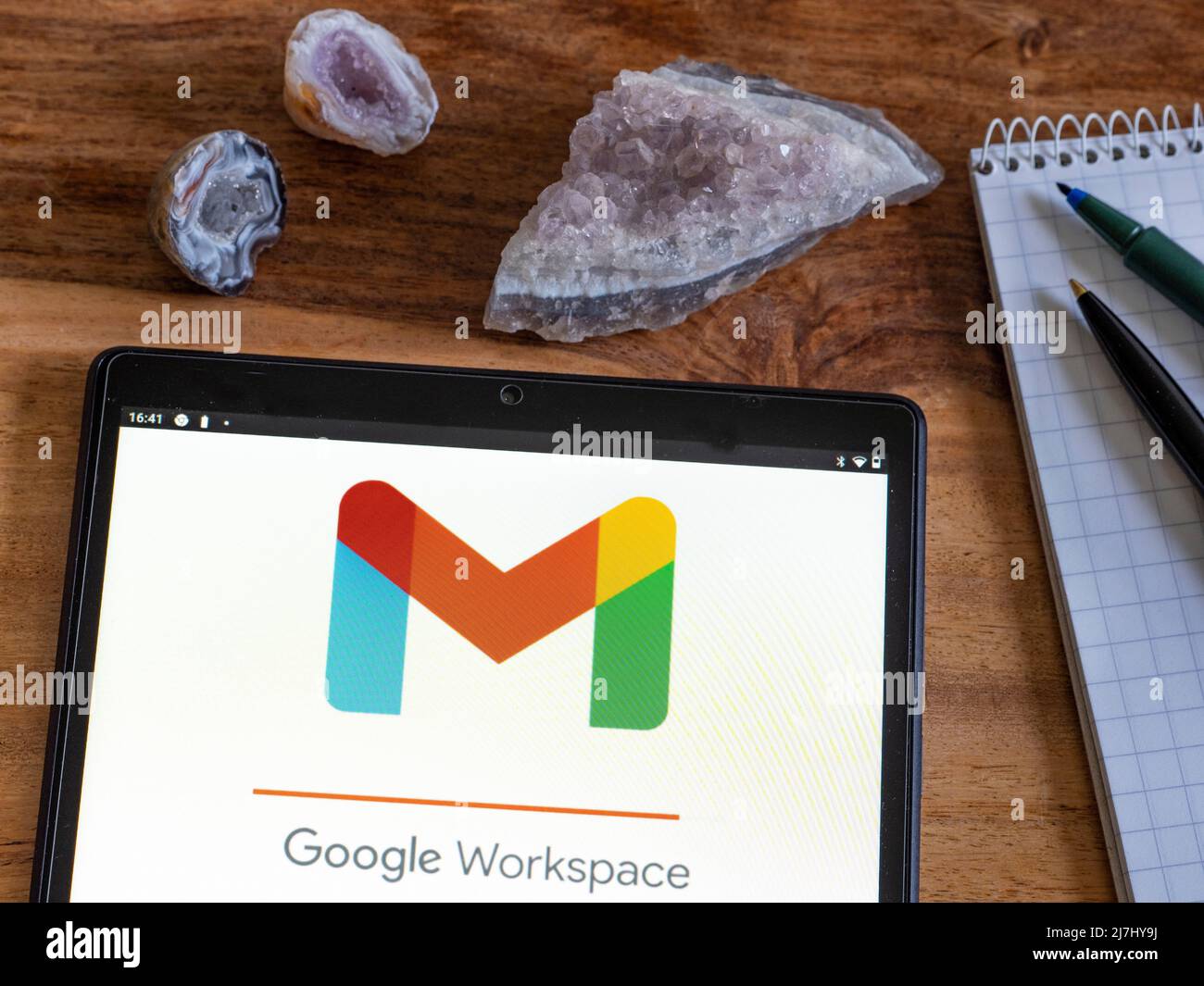 In this photo illustration Google Workspace logo seen displayed on a ...